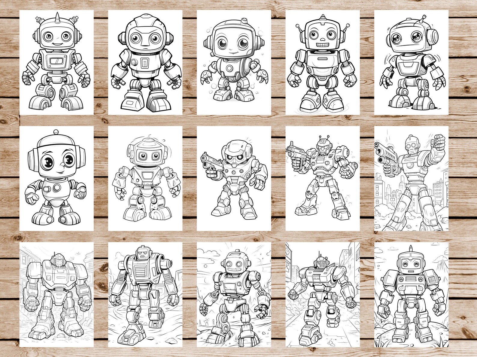 50 Cute Robot Coloring Pages for Kids - Printable Digital Download - Etsy