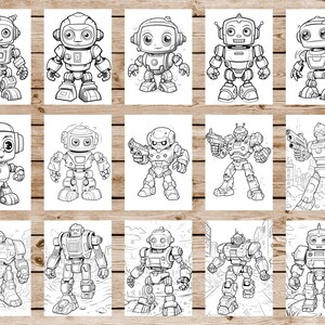 50 Cute Robot Coloring Pages for Kids - Printable Digital Download - Etsy