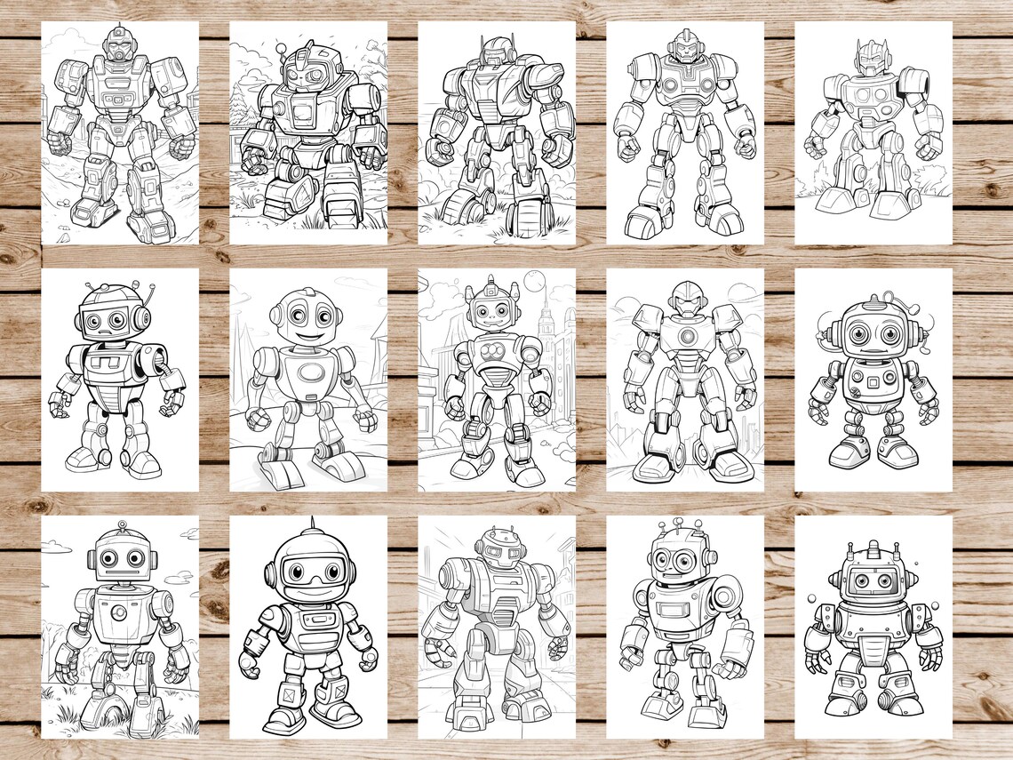 50 Cute Robot Coloring Pages for Kids - Printable Digital Download - Etsy