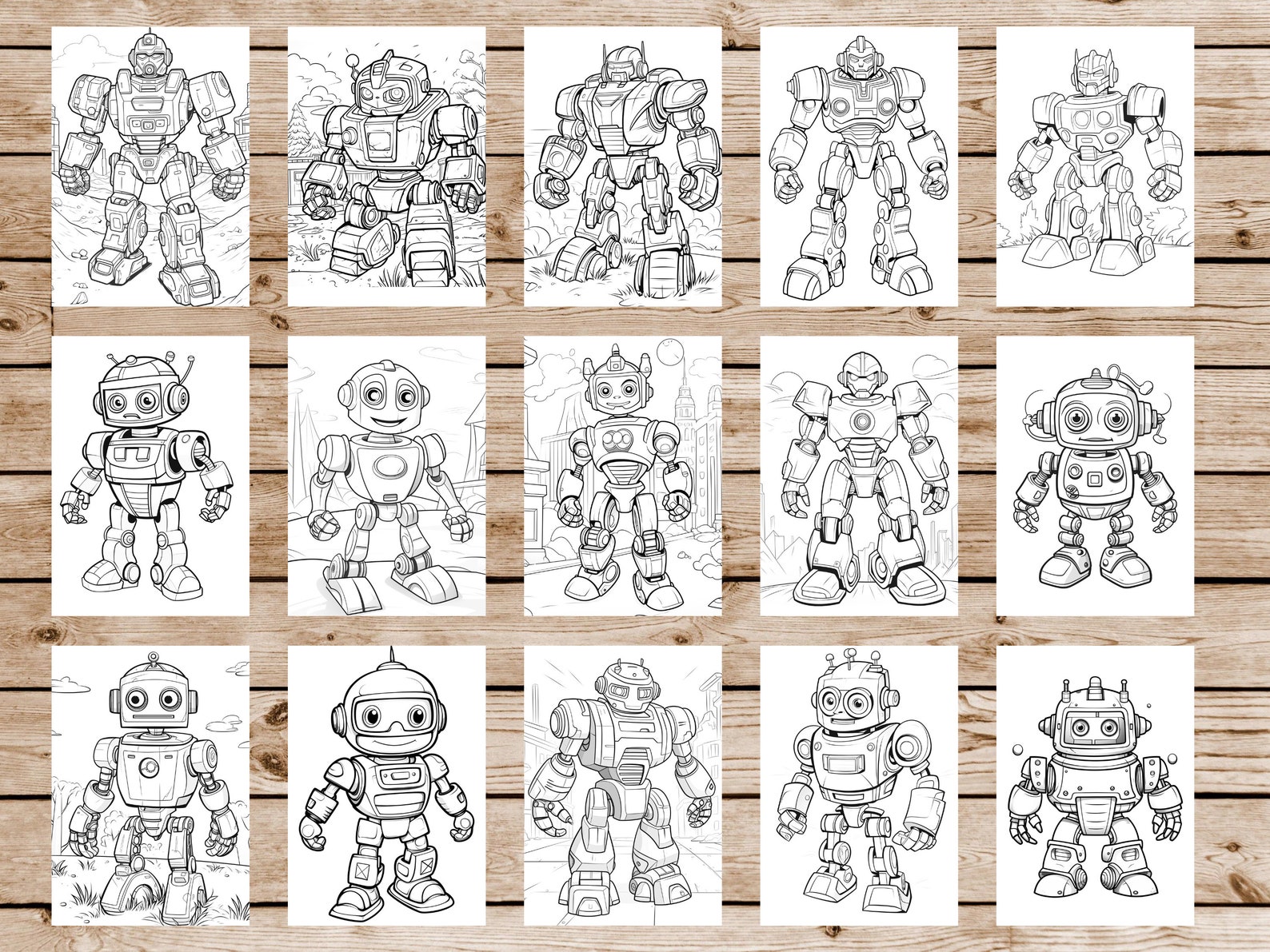50 Cute Robot Coloring Pages for Kids - Printable Digital Download - Etsy