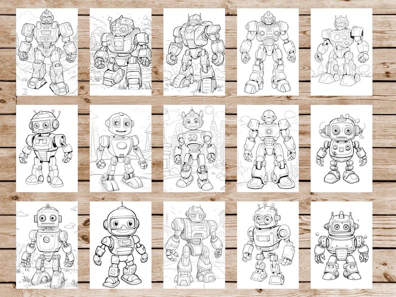 50 Cute Robot Coloring Pages for Kids - Printable Digital Download - Etsy