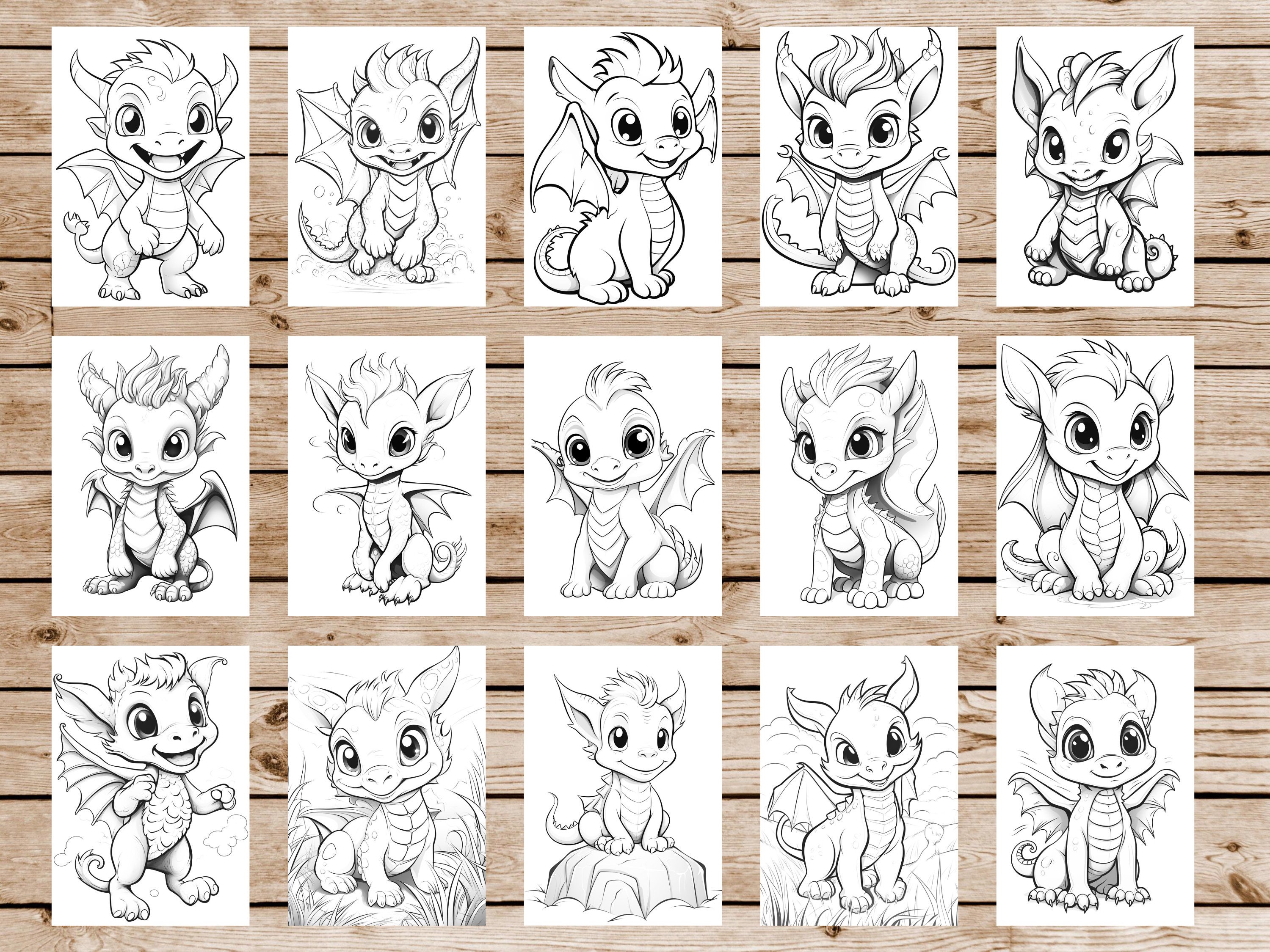 50 Cute Baby Dragon Whimsical Coloring Pages for Kids - Printable ...