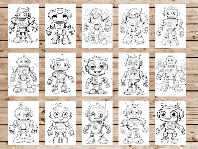 50 Cute Robot Coloring Pages for Kids - Printable Digital Download - Etsy