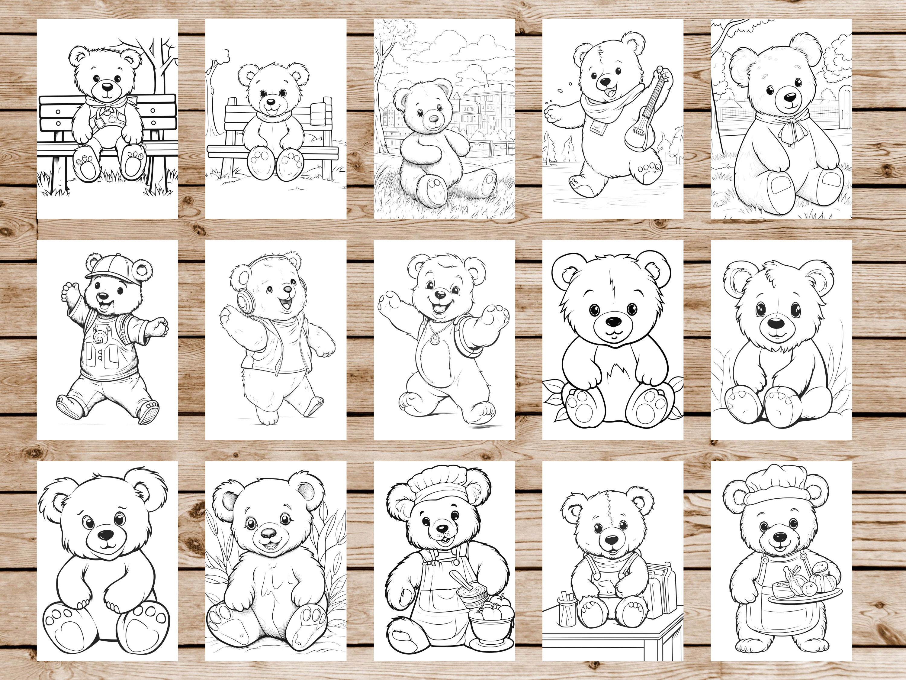50 Cute Bear Coloring Pages for Kids - Printable Digital Download - Etsy