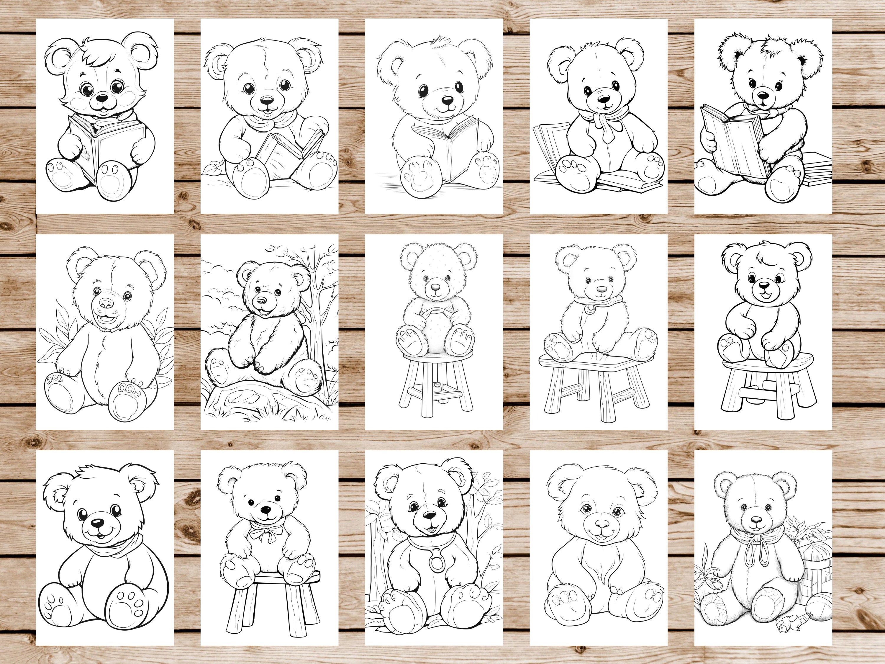 50 Cute Bear Coloring Pages for Kids - Printable Digital Download - Etsy