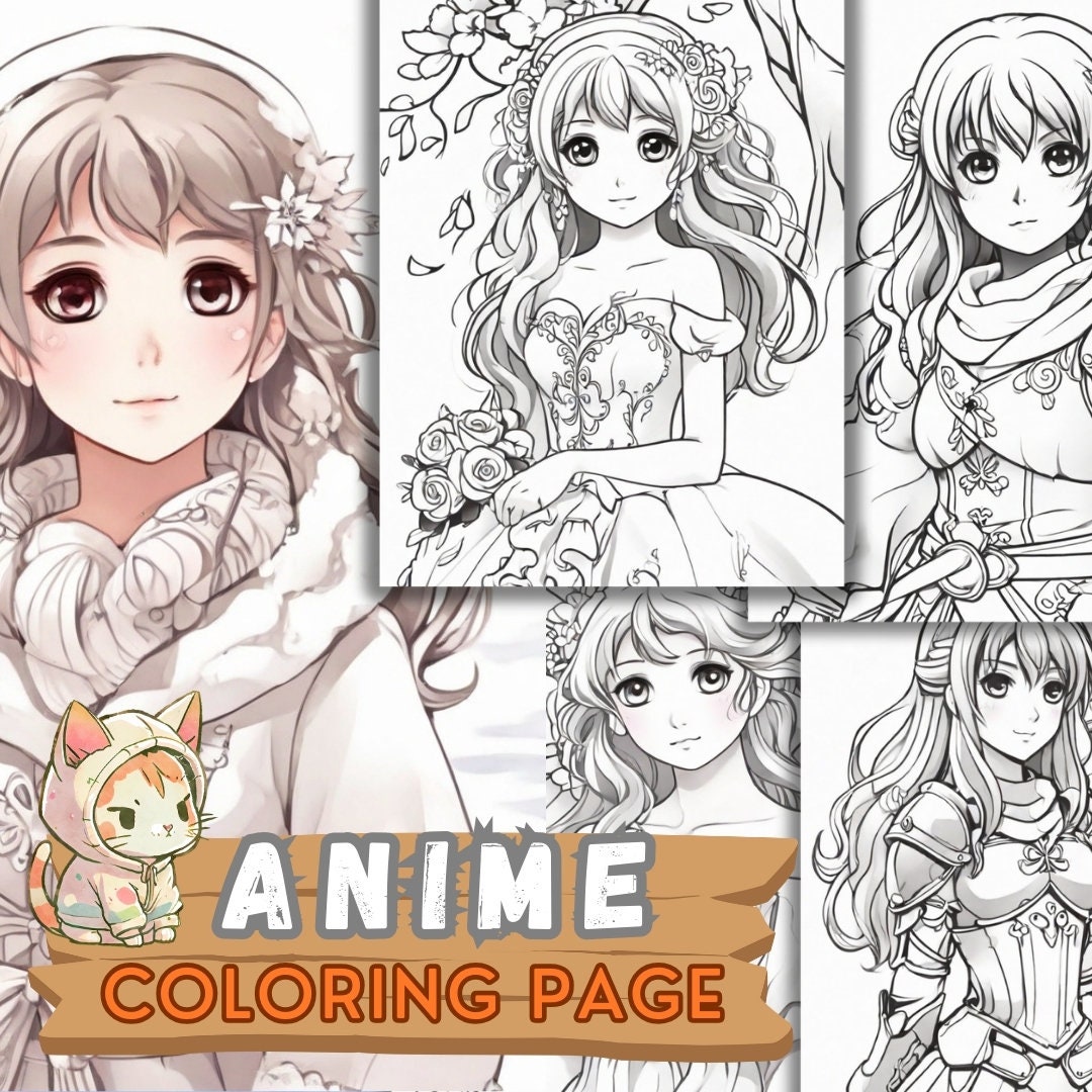 15 Kawaii Anime Girl Coloring Page Instant Download Coloring Book