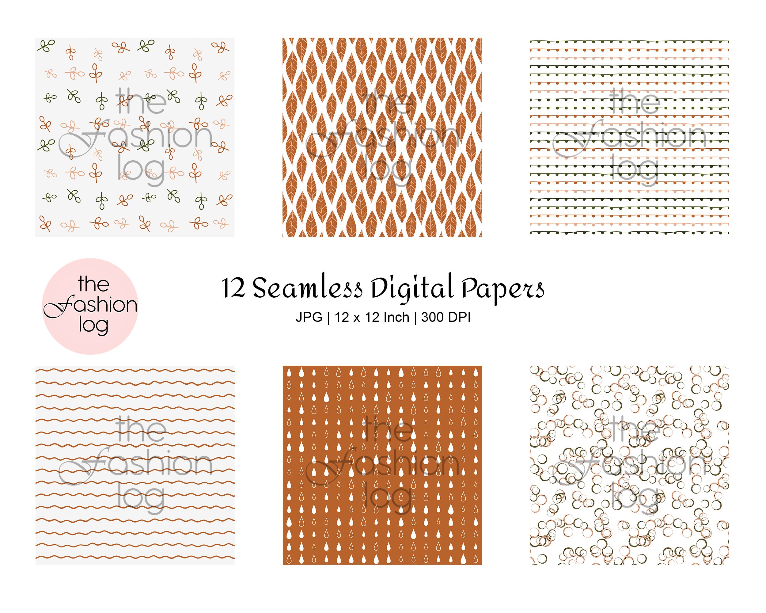 Boho Spirit Seamless Digital Papers, Earth Tones Boho Digital Paper ...