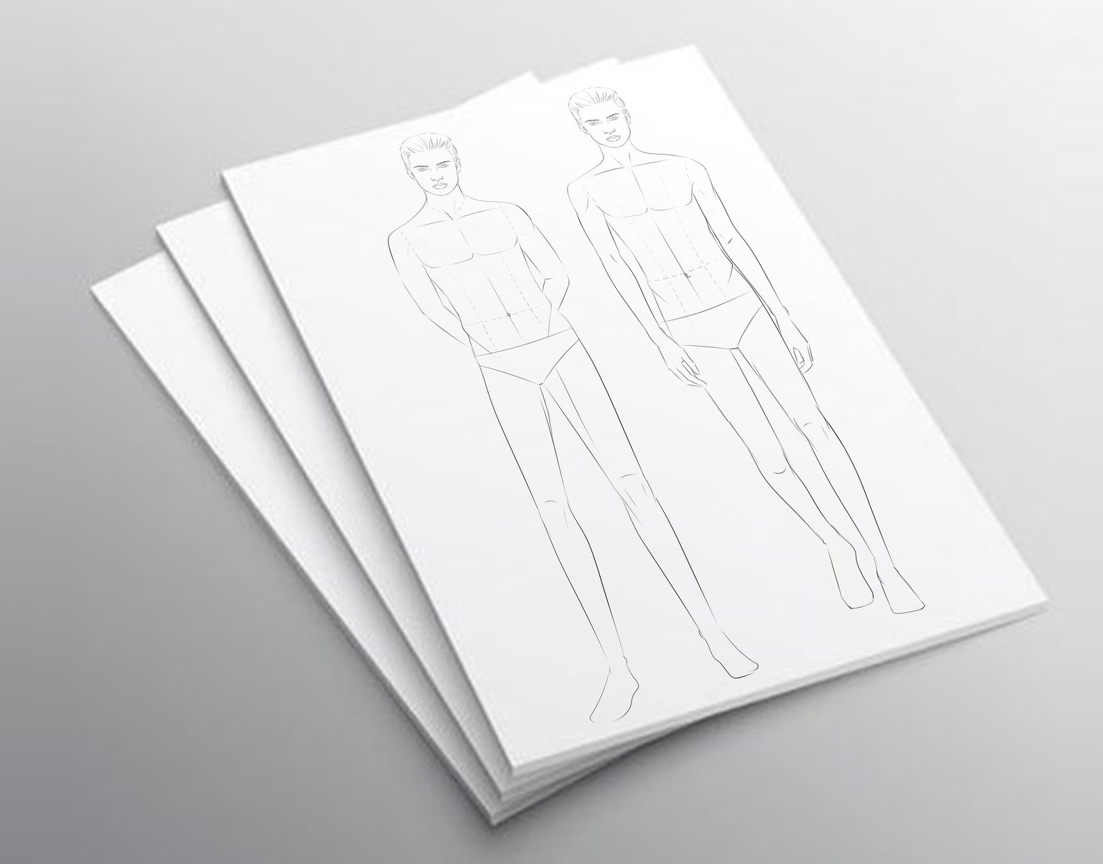 Male Figure Templates for Fashion Illustrations Croquis With | Etsy