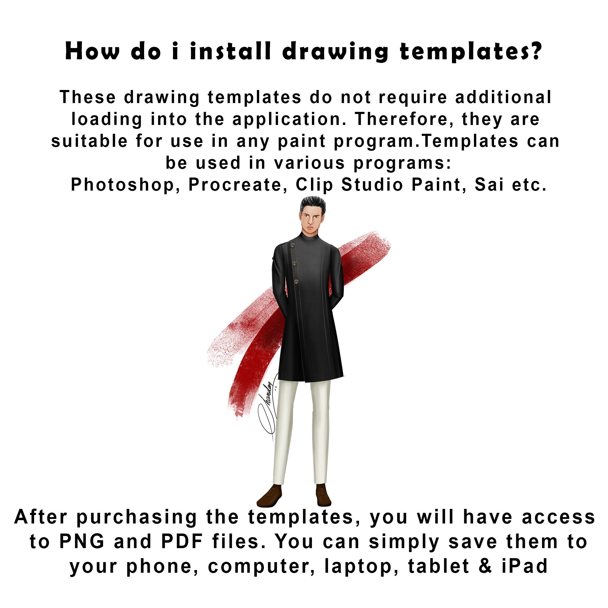 Male Figure Templates for Fashion Illustrations Croquis With 5 ...