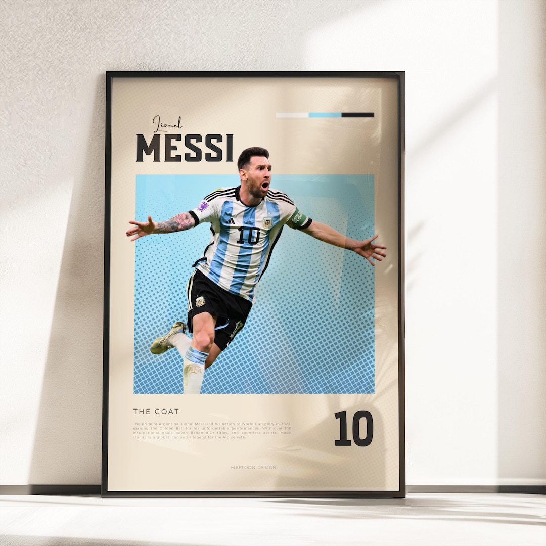 Retro Vibes Poster of Lionel Messi | GOAT | A3 & A4 Sizes | Black Frame ...