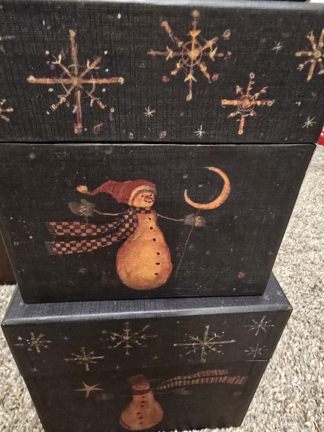 Vintage Primitive Bob's Boxes Weathered Friends Nesting Boxes Christmas ...