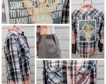 Funny Upcycled Flannel Shirt he Used to Be My Cup of - Etsy