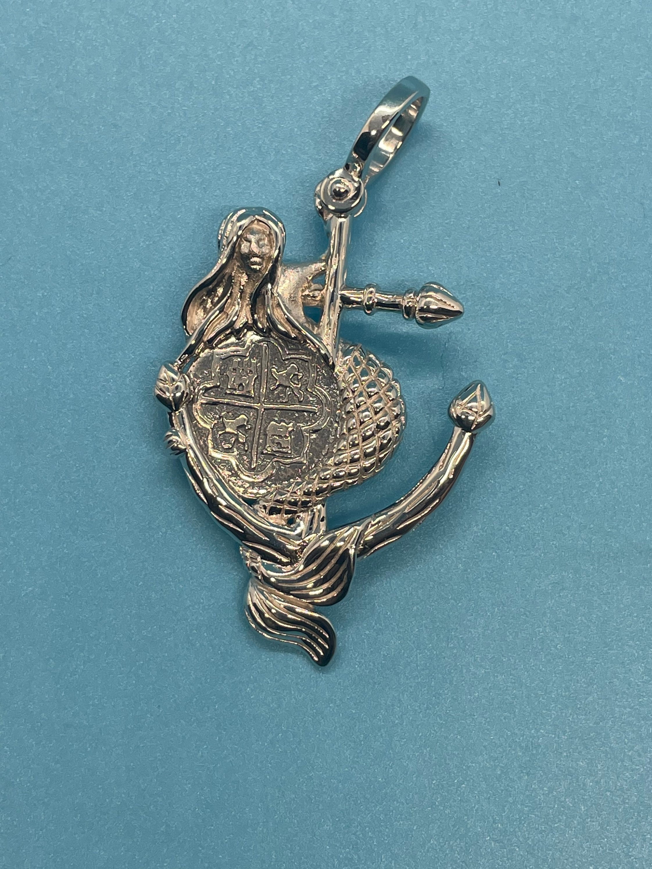 ATOCHA Silver Coin, Set in Little Mermaid Pendant , .925 Silver - Etsy