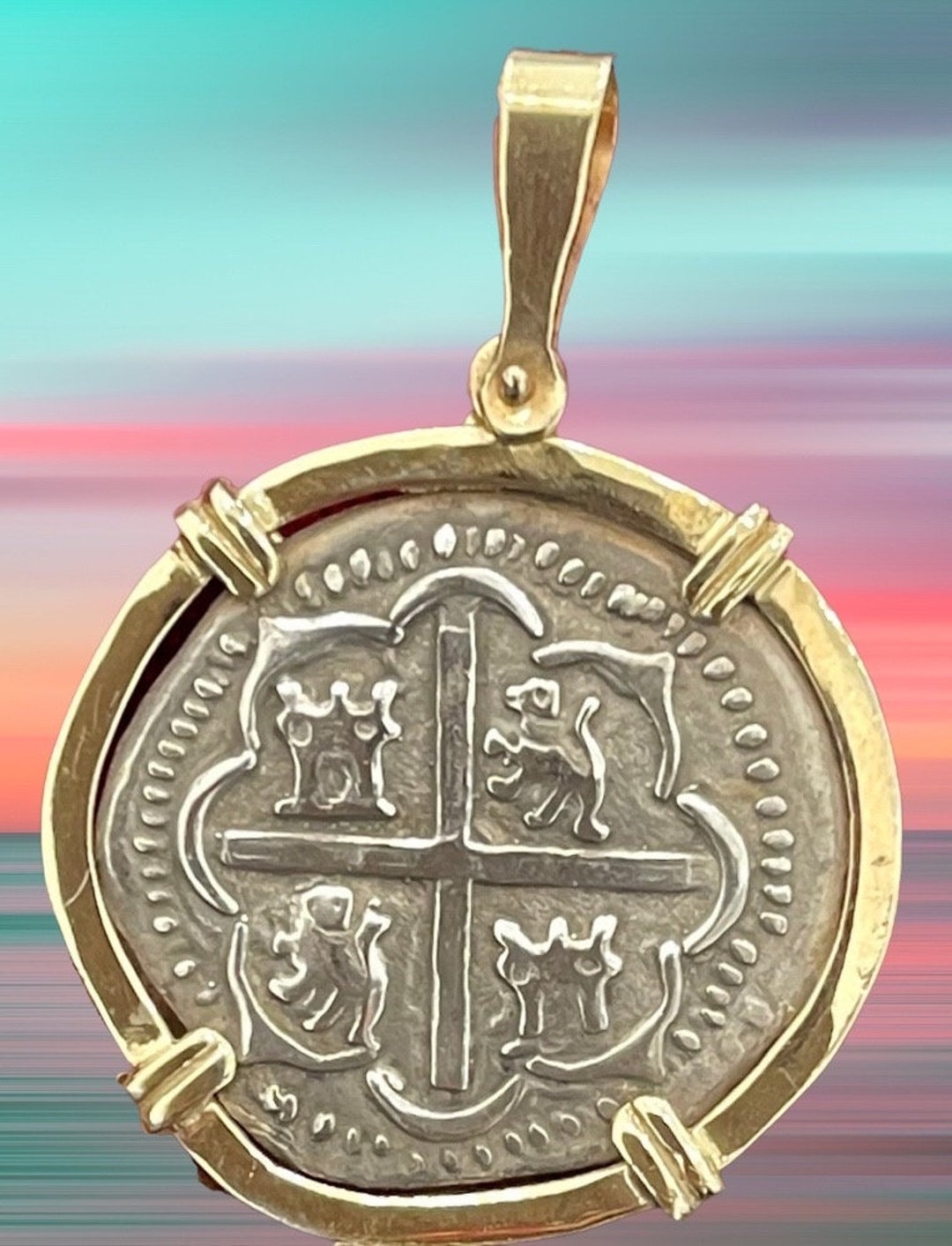 14kt GOLD ATOCHA Pendant , With Silver Atocha Coin - Etsy