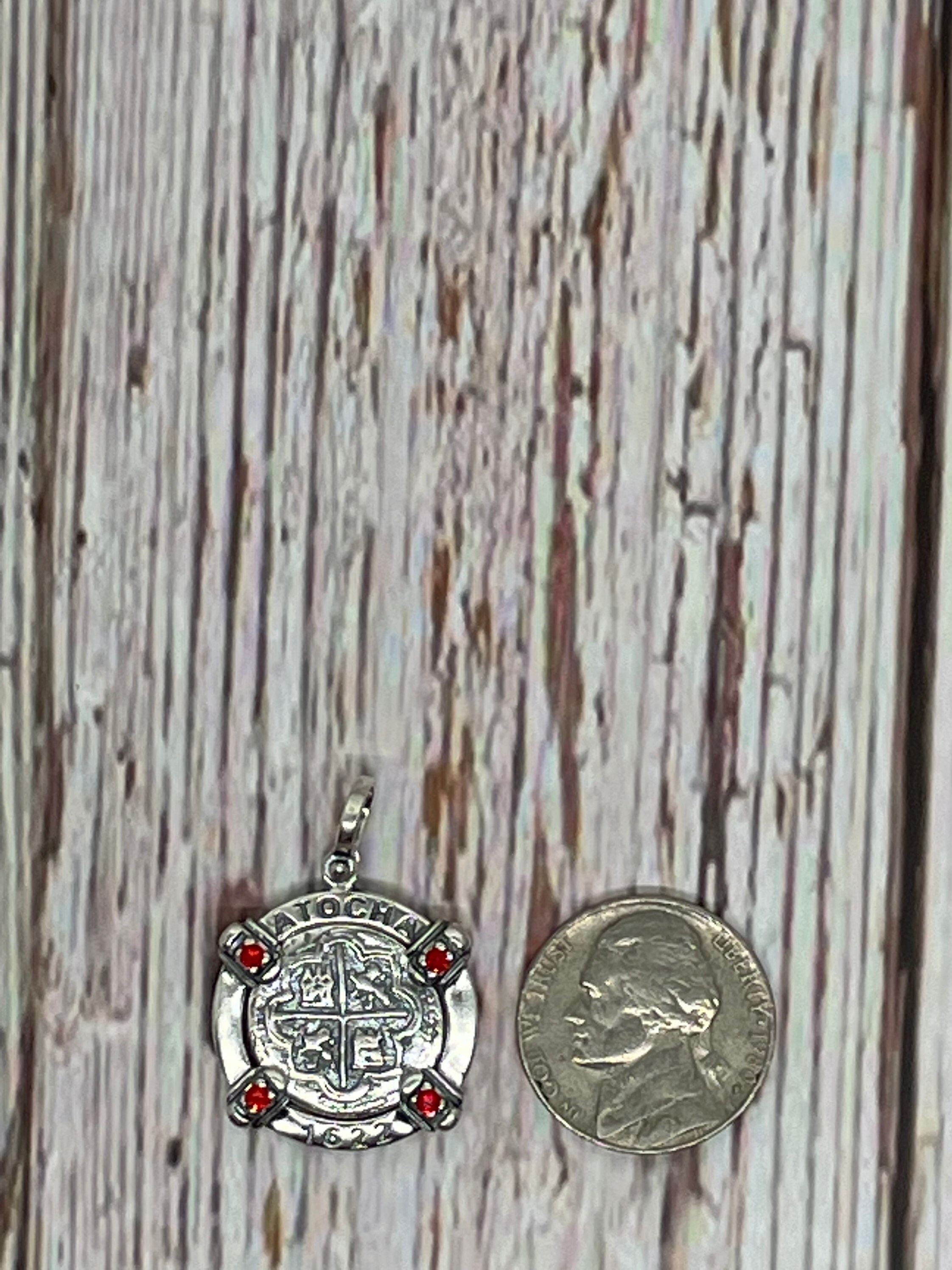 ATOCHA 1622 Silver Coin , With Hand Cut Garnets . - Etsy