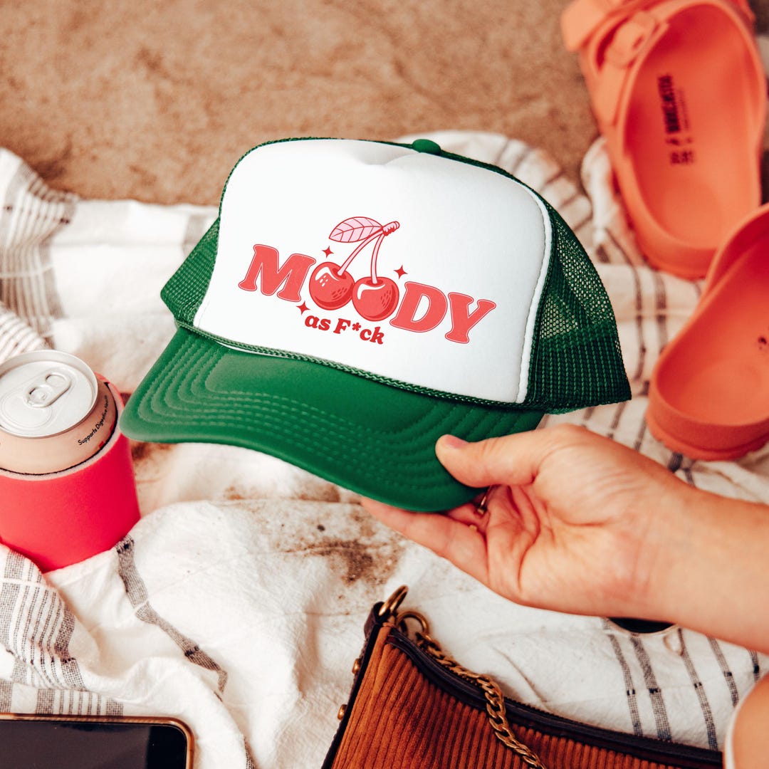 Moody AF Cherry Trucker Hat Ball Cap for Women Cherries Hat Summer Cap ...
