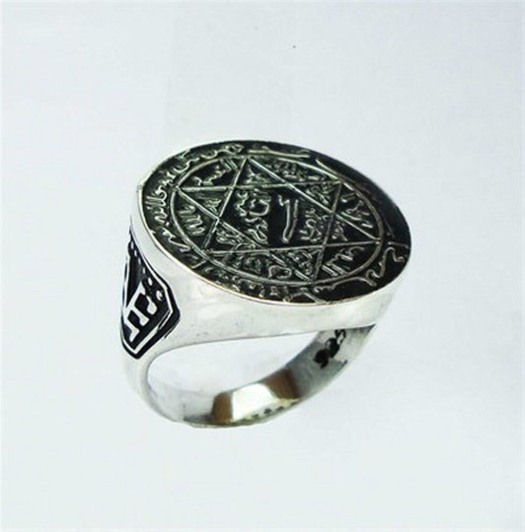 Men's Solomon Ring, Magnificent Black Stone Ring, Handmade Premium ...