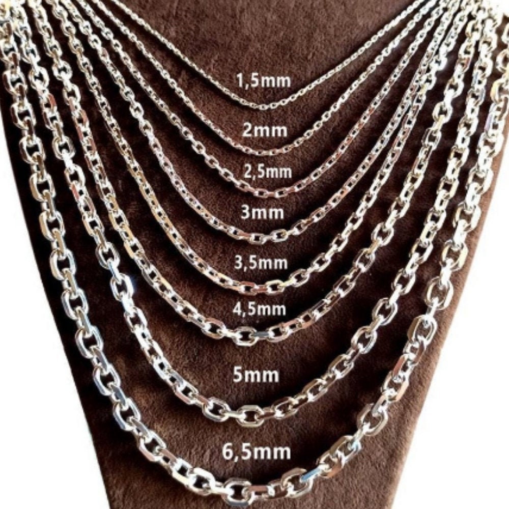 925 Sterling Silver Anchor Chain Necklace Cable Chain Link - Etsy