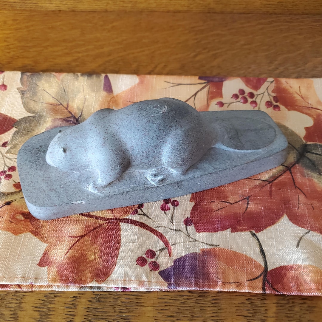 Hand Carved Stone Beaver Statue - Etsy
