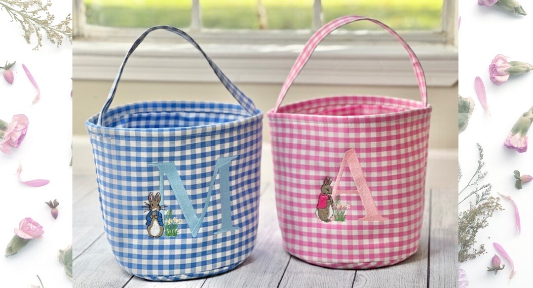Personalized Easter Bags Gingham Easter Custom Egg Hunting - Etsy