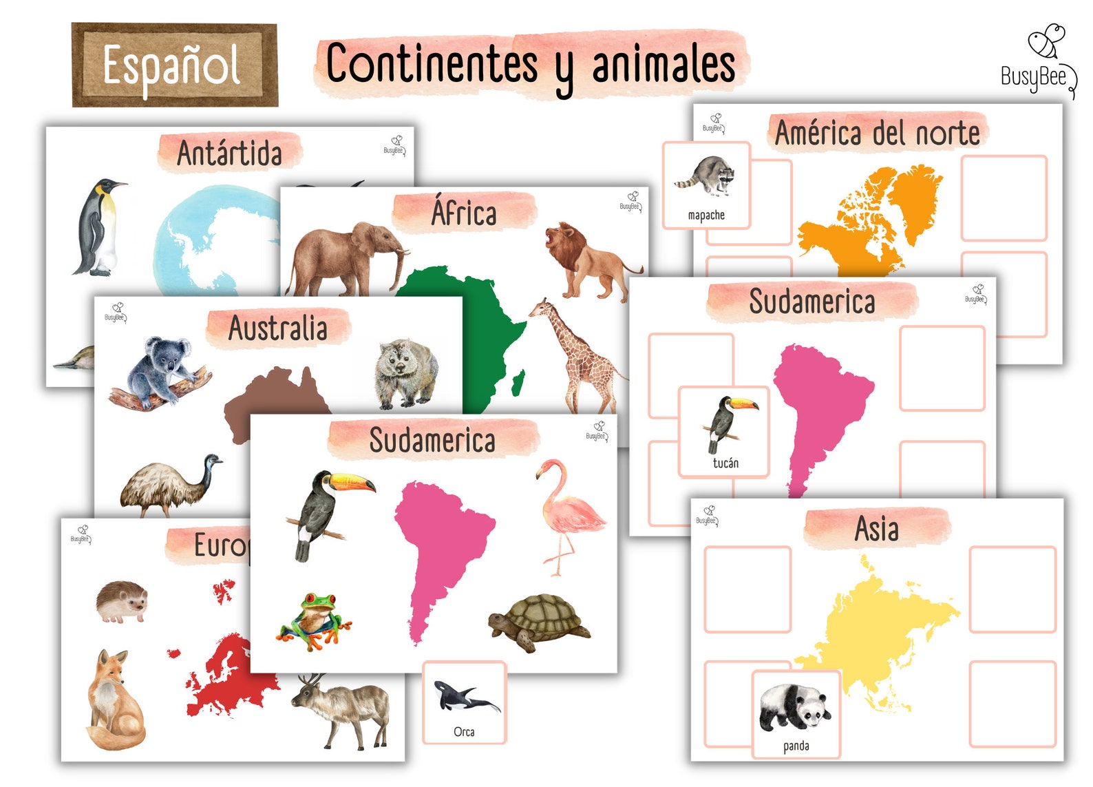 Los Continentes Y Los Animales | |preschool Bundle | Printable Kids ...