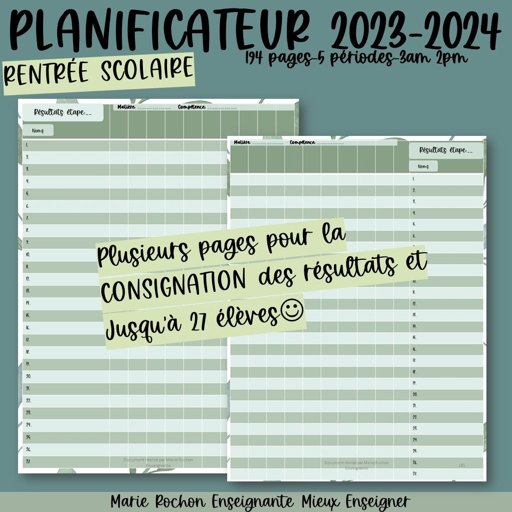 Planificateur 2023-2024 pour enseignants du primaire - Etsy Canada