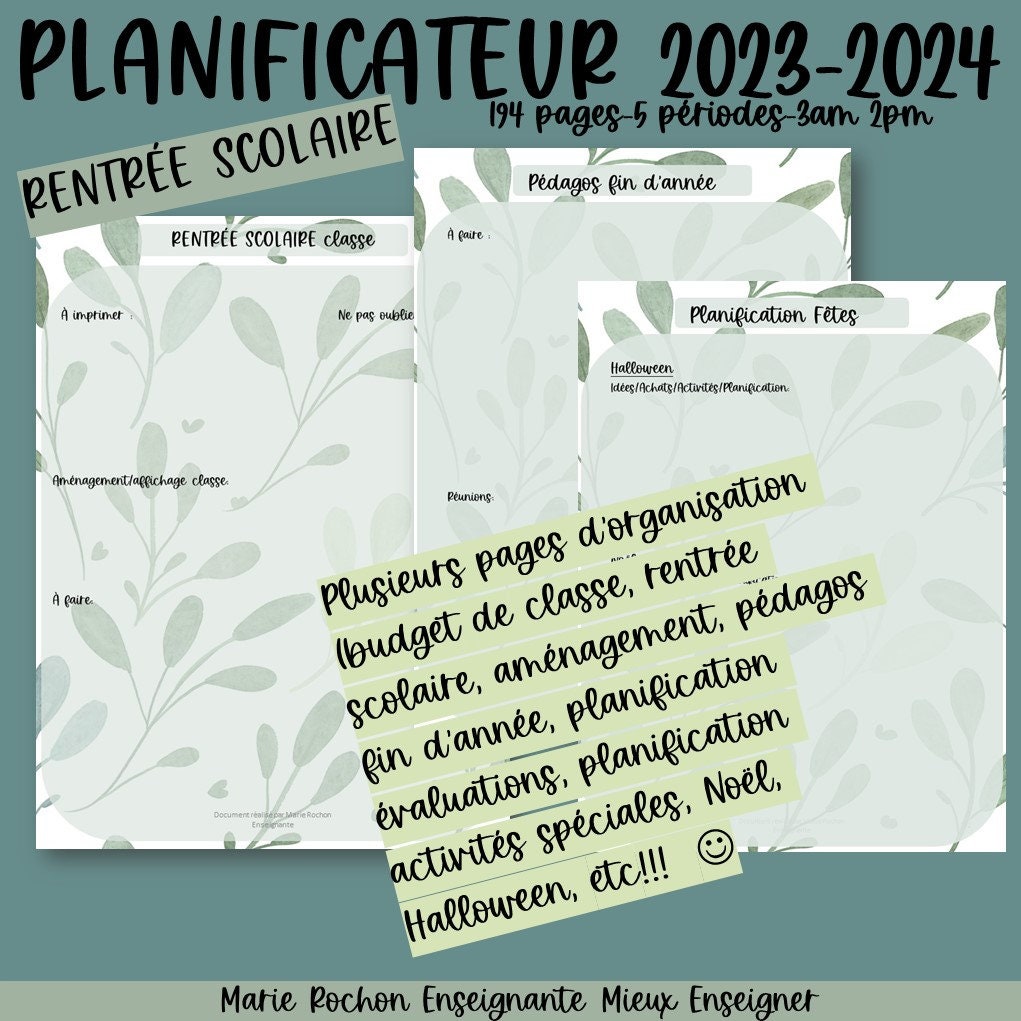 Planificateur 2023-2024 pour enseignants du primaire - Etsy Canada