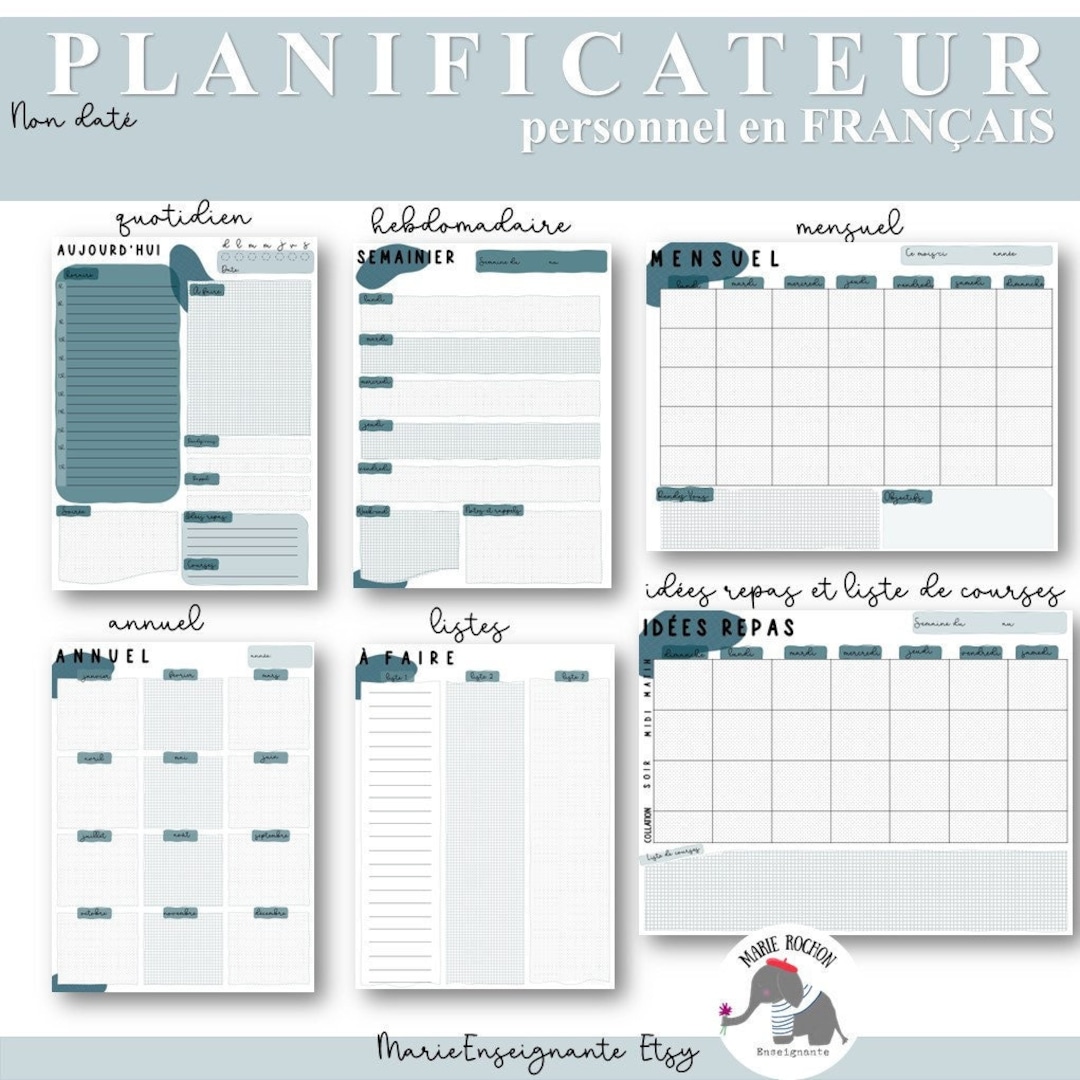 Planner, Daily Weekly Monthly Annual Planner, Agenda, Calendar, Digital ...