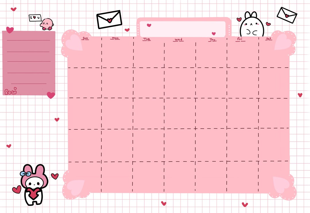 Cute Pink Calendar | Month Calendar | Pink - Etsy