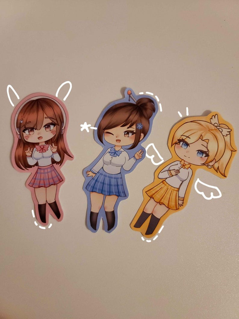 Anime School Girl Stickers |overwatch | Yellow | Blue | Pink | Glossy ...
