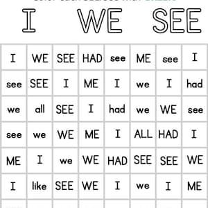 Preschool and Kindergarten Sight Words (I, See, We) - Etsy