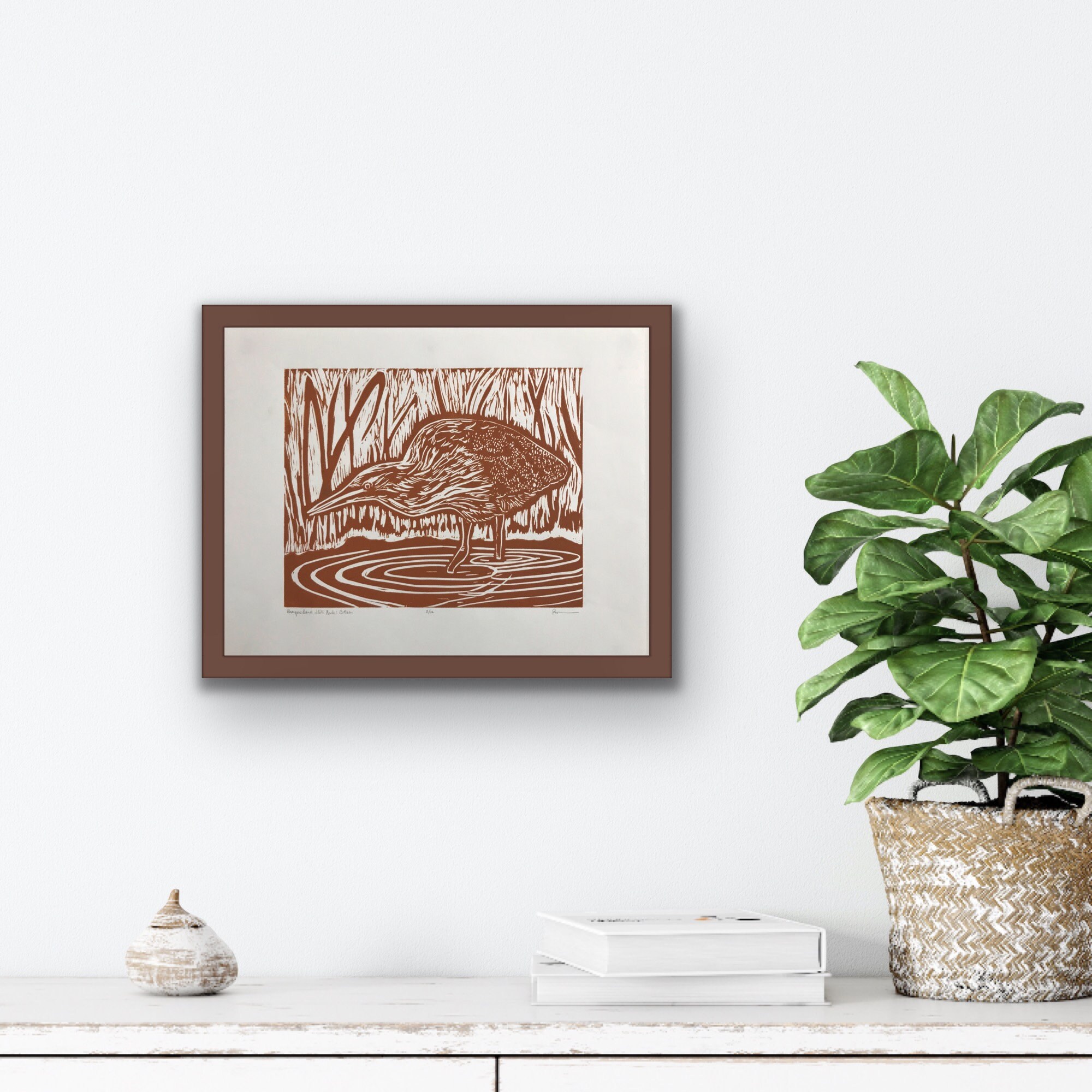 Bittern Print: Wildlife Art Print Limited Edition Bird Linocut American ...
