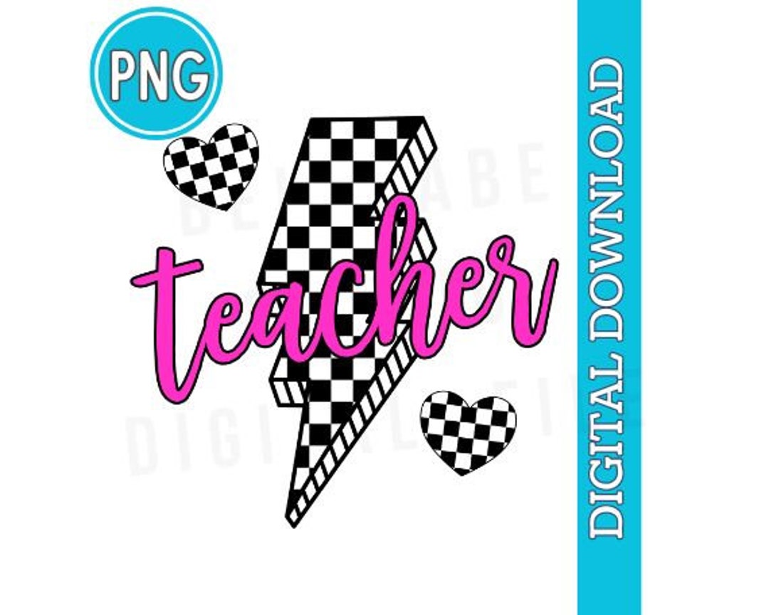 Teacher Checkered With Bolt Png, Teacher Png, Teacher Checkered Print ...