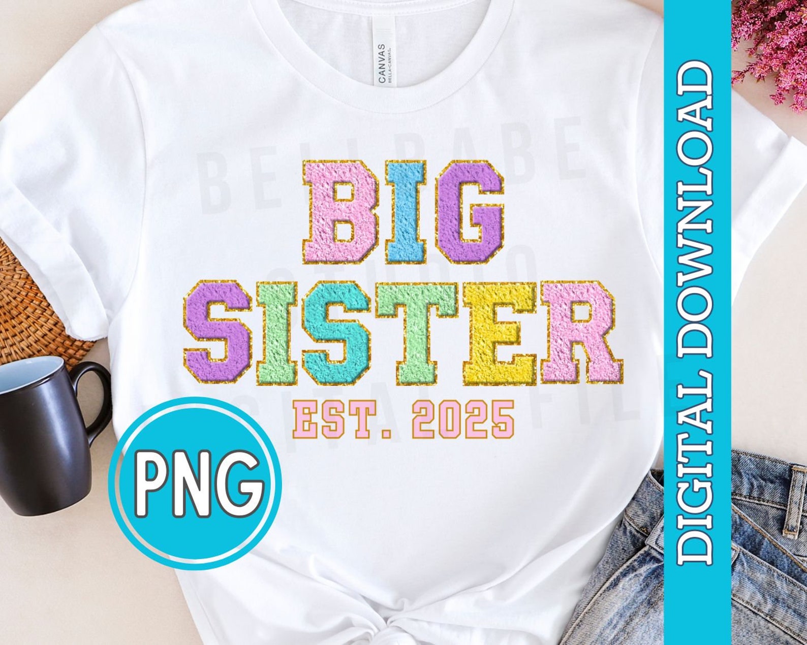 Big Sister Toddler Shirt Design Png, Big Sister PNG, Big Sis Png, New ...