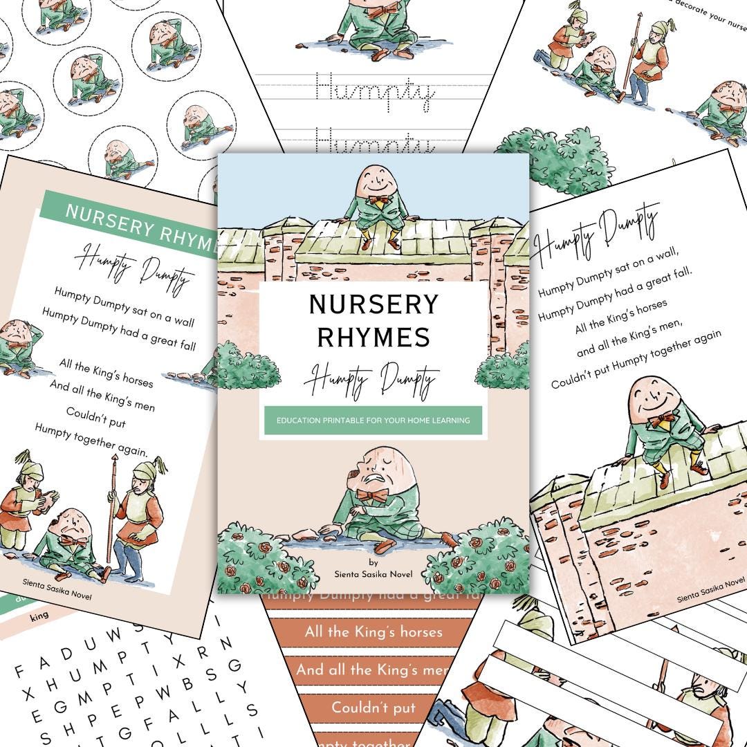 NURSERY RHYMES: Humpty Dumpty Activity Worksheet, Nursery Rhymes Card ...