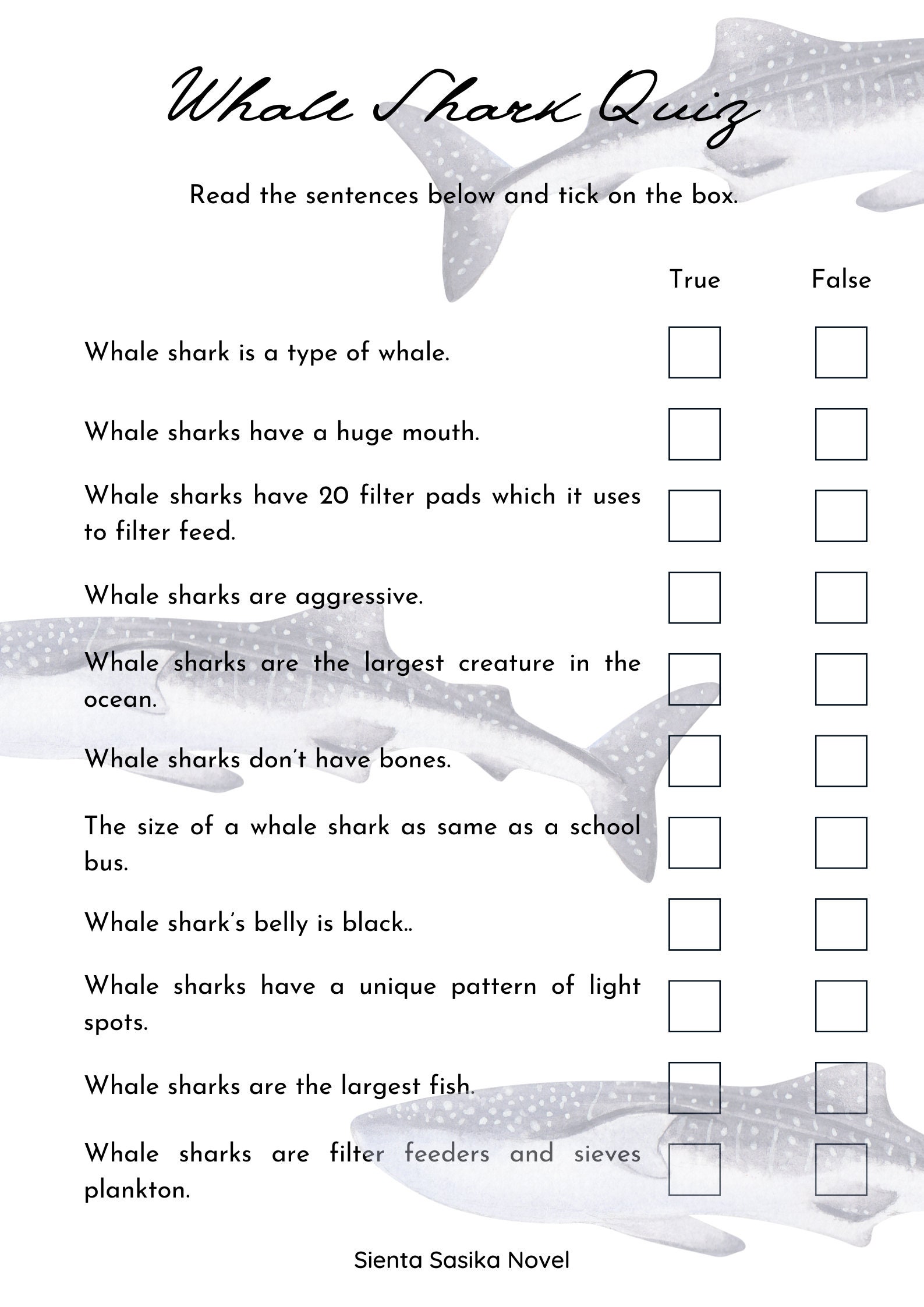WHALE SHARK Unit Study nature Unit Study Total 127 Pages Science ...