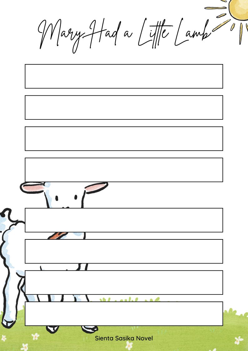 NURSERY RHYMES: Mary Had a Little Lamb, Activity Worksheet, Nursery ...