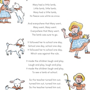 NURSERY RHYMES: Mary Had a Little Lamb, Activity Worksheet, Nursery ...