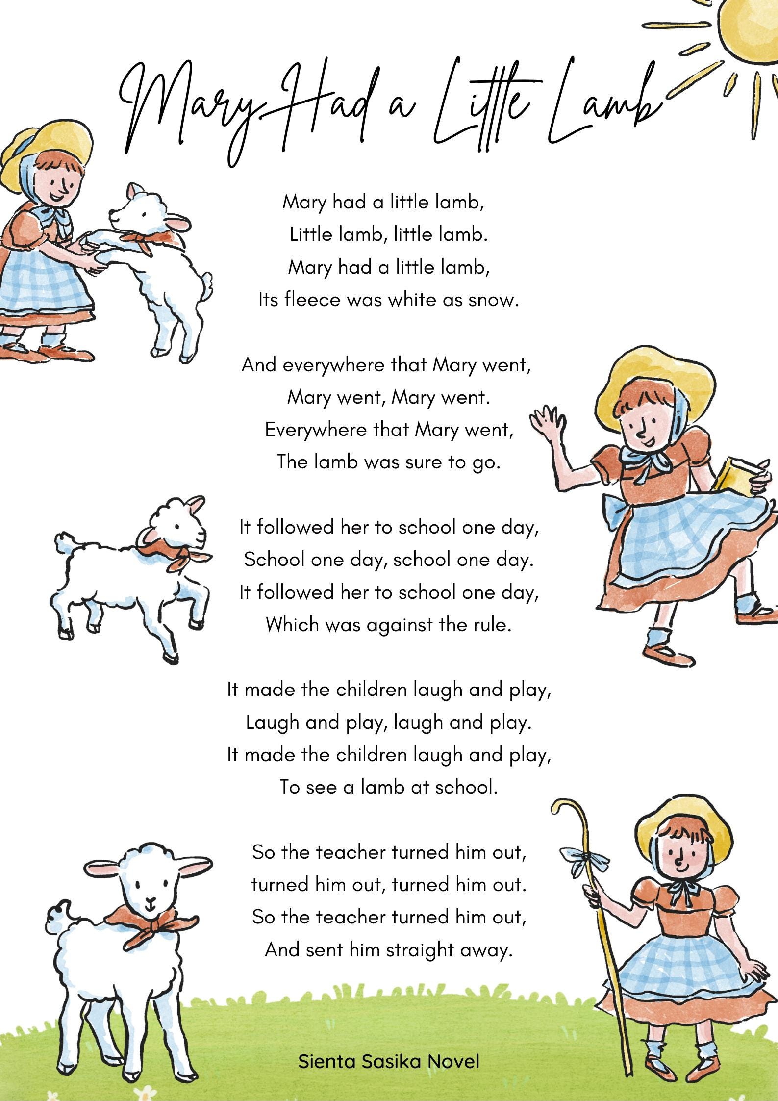 NURSERY RHYMES: Mary Had a Little Lamb, Activity Worksheet, Nursery ...