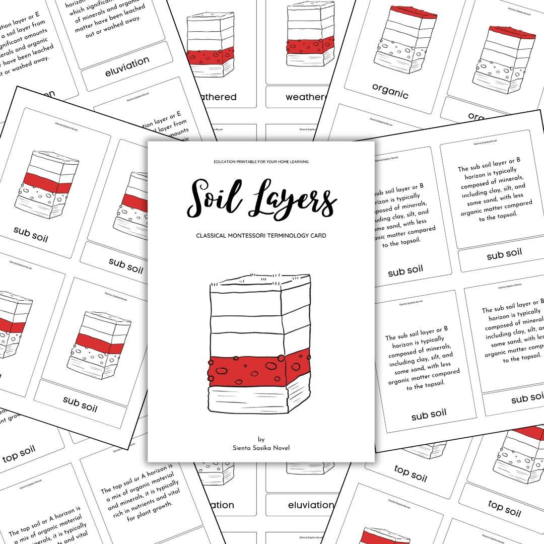 SOIL LAYERS: Classical Montessori Terminology Card | Soil Layers ...