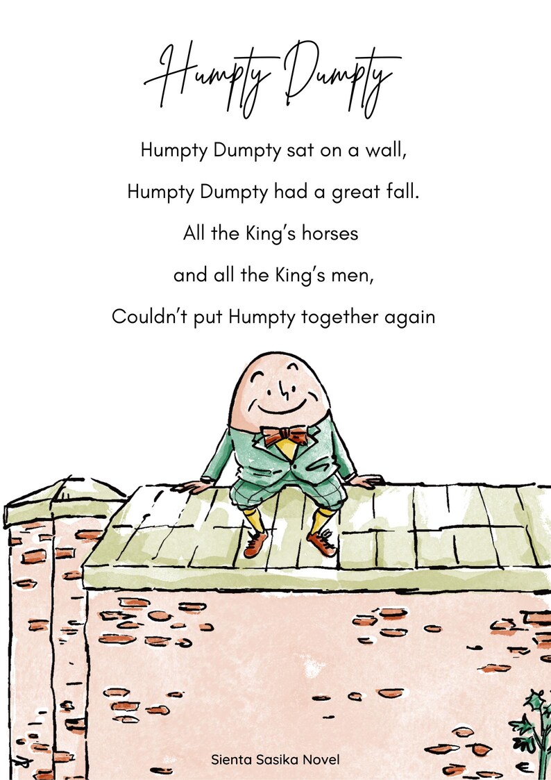 NURSERY RHYMES: Humpty Dumpty Activity Worksheet, Nursery Rhymes Card ...