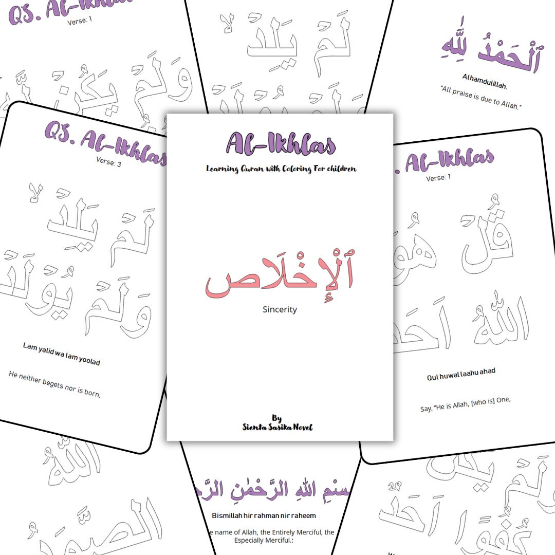 Quran Learning Coloring Pages: Surah Al-ikhlas, Al-falaq, An-nas, Al ...