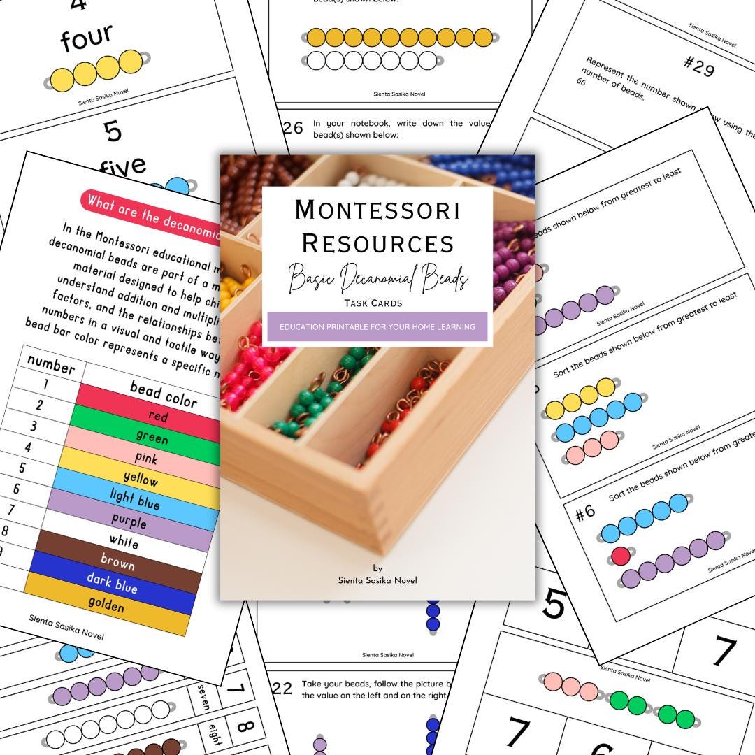 MONTESSORI RESOURCES: Montessori Decanomial Beads Task Cards ...