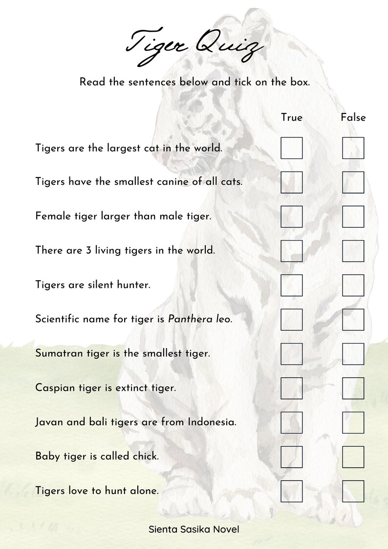 TIGER UNIT STUDY nature Unit Study Total 222 Pages Science, Homeschool ...