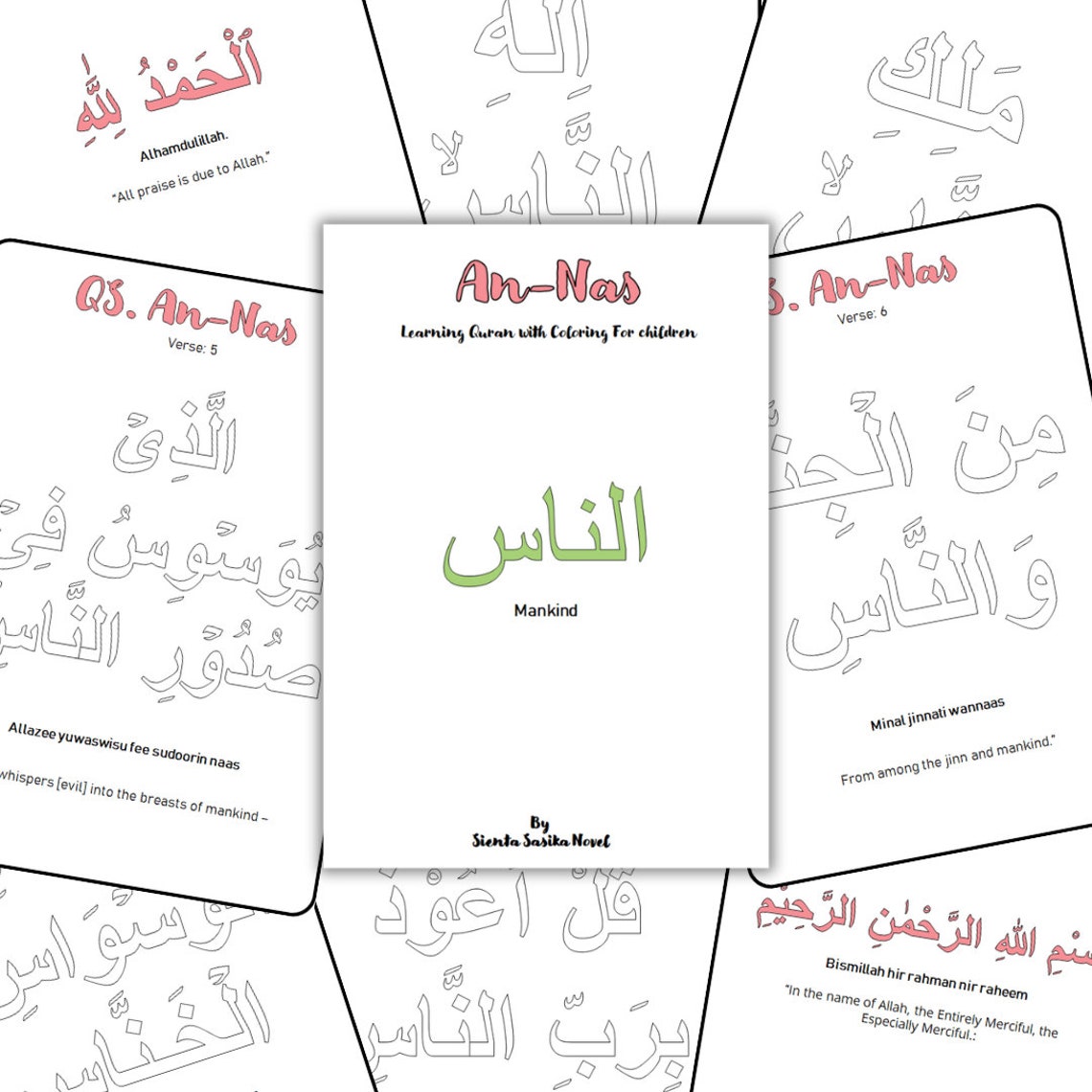 Quran Learning Coloring Pages: Surah Al-ikhlas, Al-falaq, An-nas, Al ...