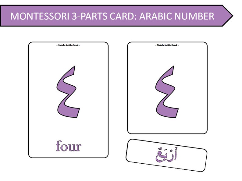 33 ARABIC NUMBERS Montessori 3 Parts Card Flash Cards | Arabic ...