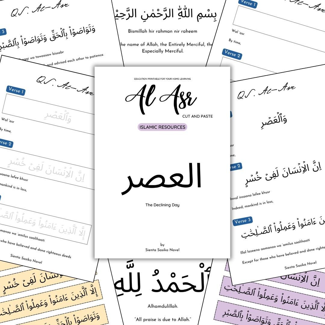 LEARNING QURAN #01 for Kids With Cut and Paste 5 Surah Al-ikhlas, Al ...