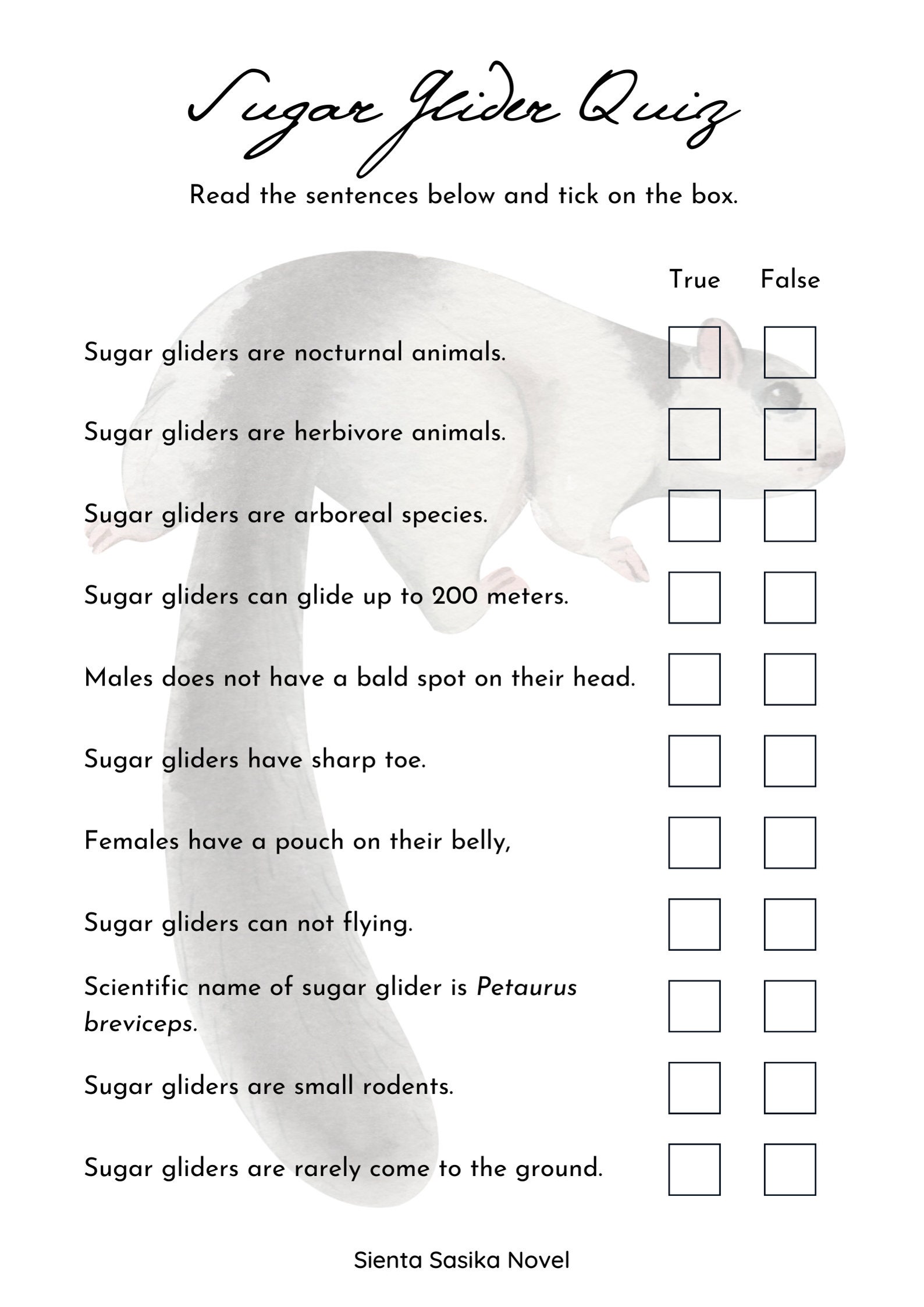 SUGAR GLIDER Unit Study [nature Unit Study] Total 211 Pages ...