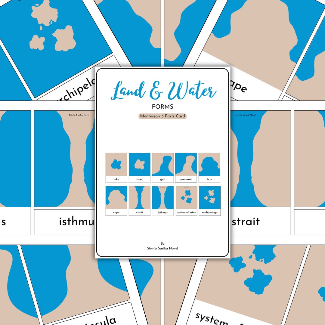 LAND and WATER FORMS Montessori 3 Parts Card - Etsy