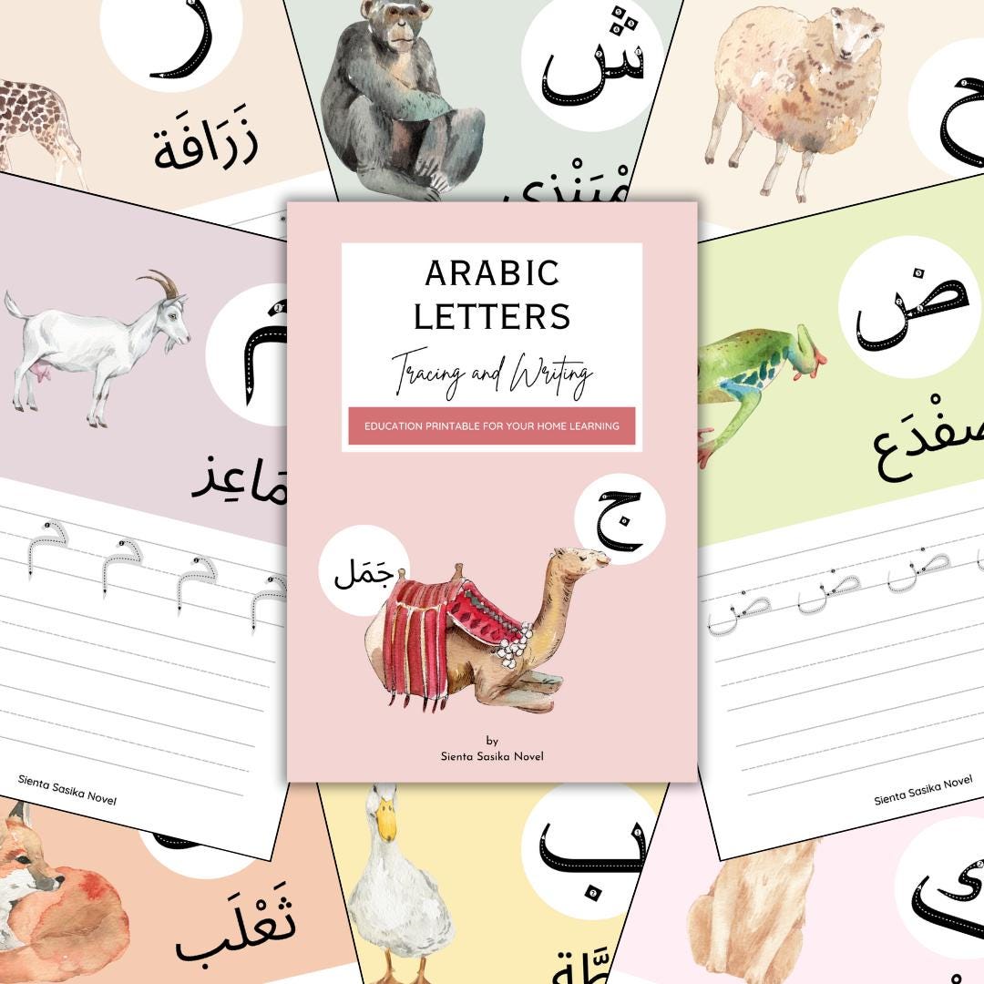 ANIMALS ARABIC LETTERS Tracing and Writing, Arabic Alphabet, Letter ...